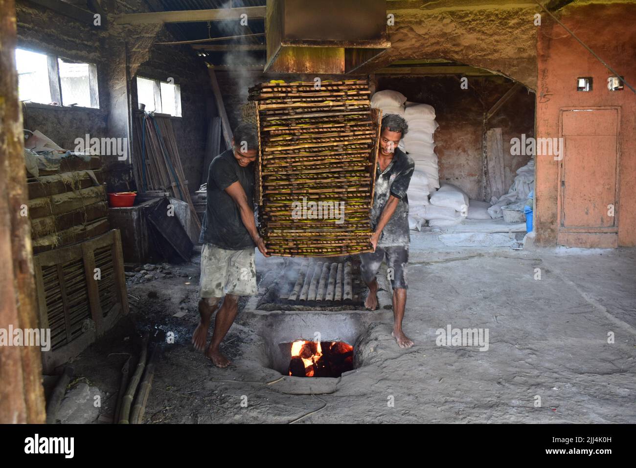 Bogor, Indonesia - 2021 : workers are cooking crackers in the ...