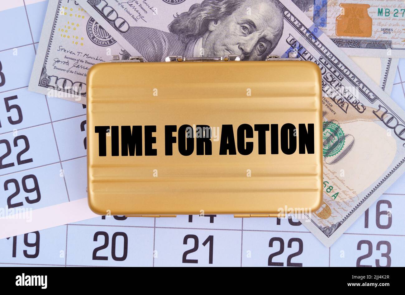 Business and finance. On the table lies a calendar, money and a ...