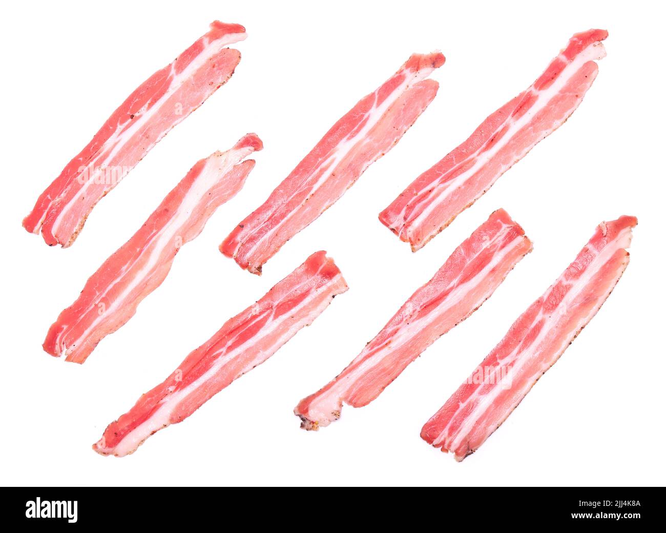 Organic bacon meat isolated on white background Stock Photo - Alamy