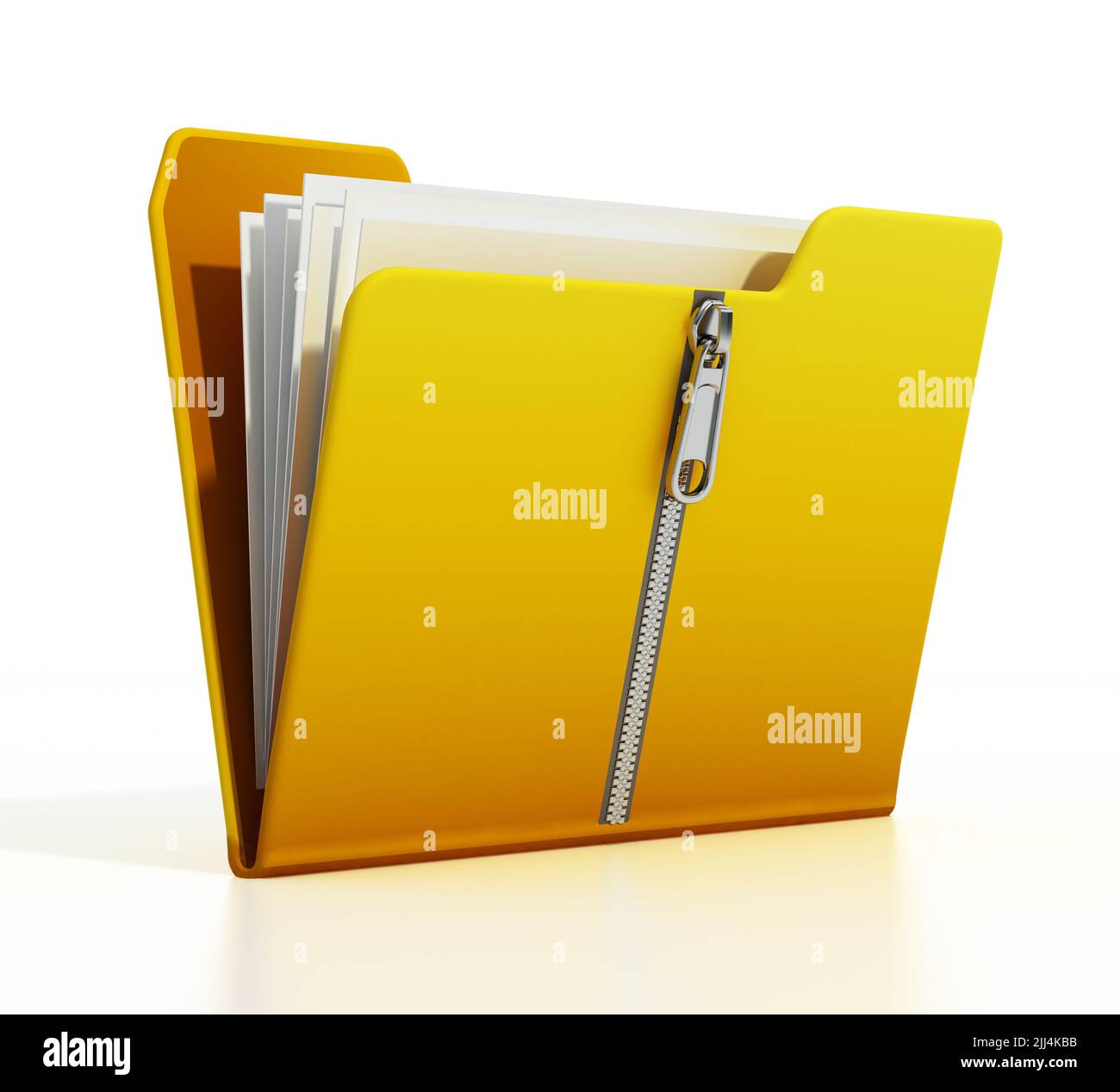 Compressed folder icon isolated on white background. 3D illustration ...