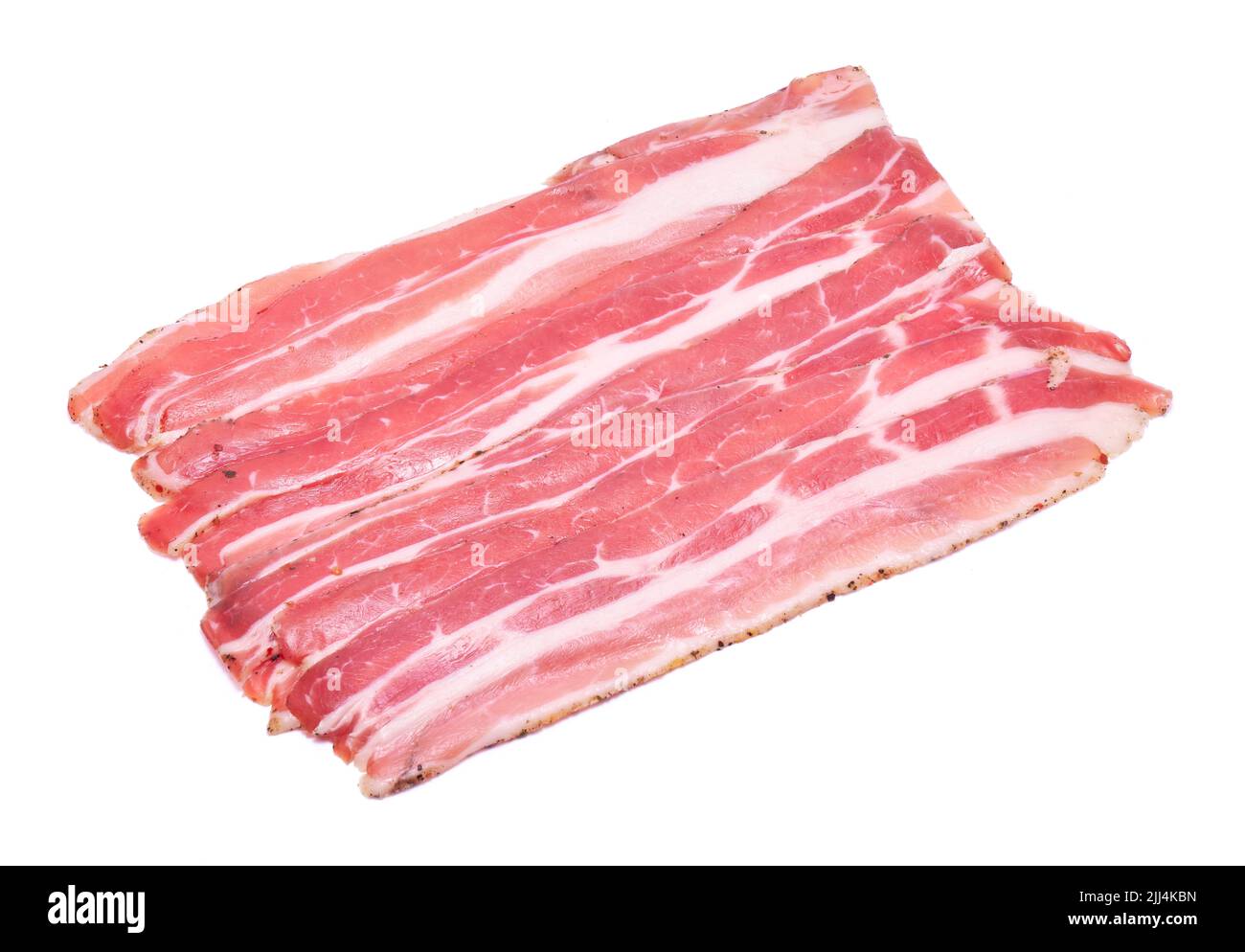 Organic bacon meat isolated on white background Stock Photo - Alamy