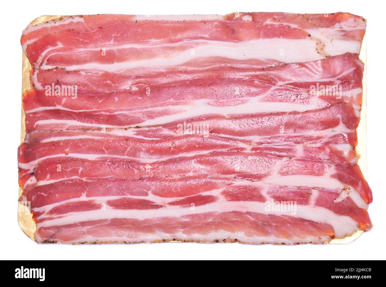 Organic bacon meat isolated on white background Stock Photo - Alamy