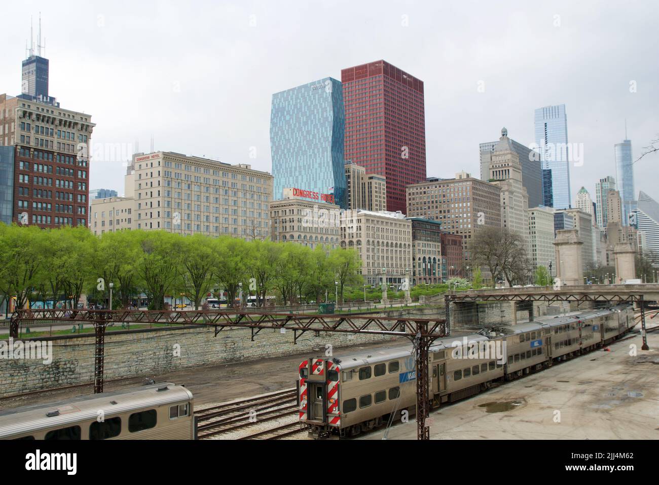 CHICAGO, ILLINOIS, UNITED STATES - MAY 12, 2018: Tracks with switches ...