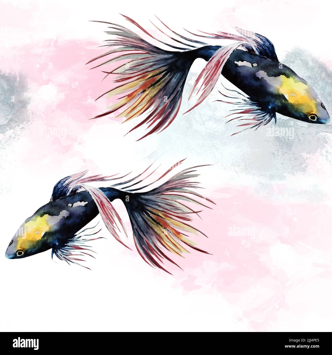 Natural repeating texture design about sea life.Watercolor seamless ...