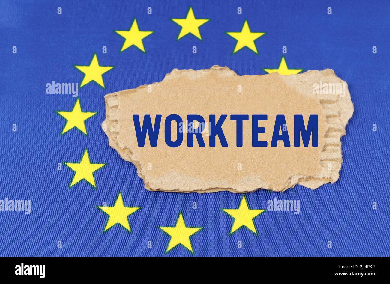 Business and finance concept. There is a cardboard box on the EU flag ...