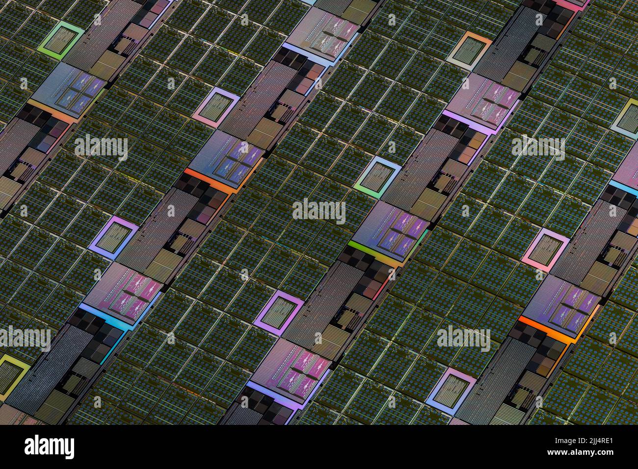 Silicon wafer with microchips used in electronics for the fabrication ...