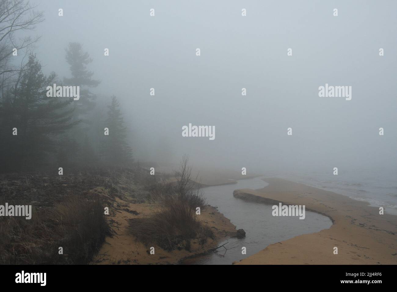 A Misty Morning at Lake Superior, Michigan Stock Photo - Alamy