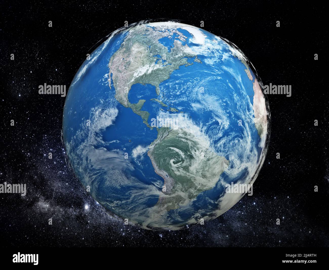 Earth in the space with cloud map. 3D illustration Stock Photo - Alamy