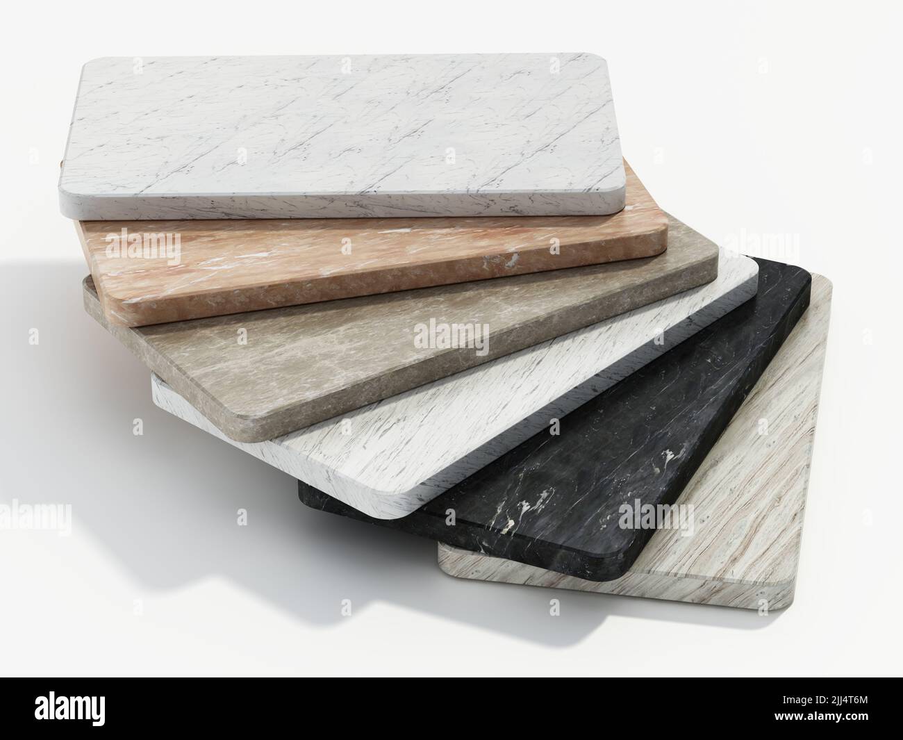 Natural stone samples with various texture options. 3D illustration ...