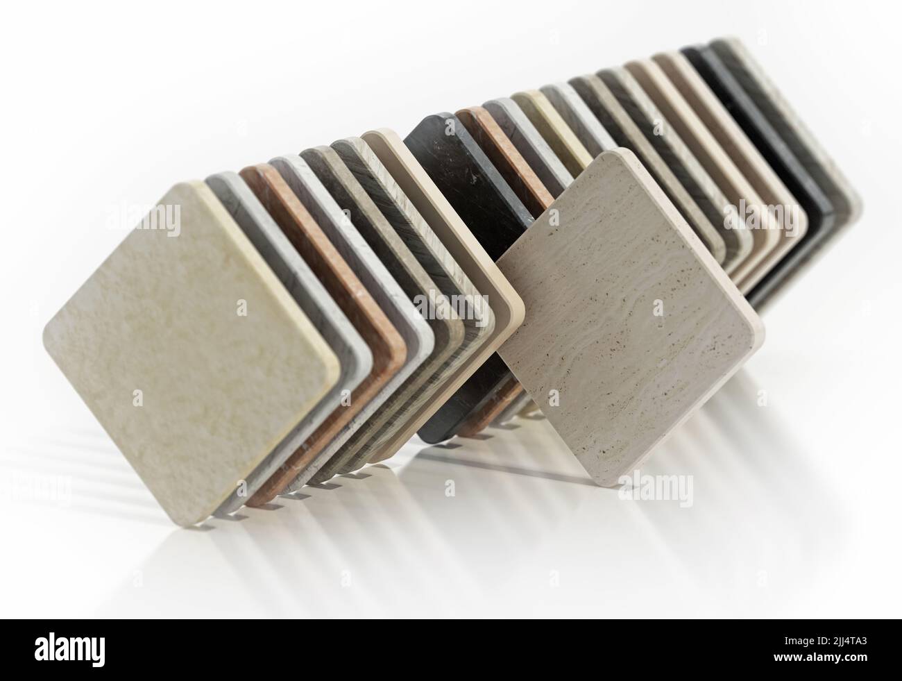 Natural stone samples with various texture options. 3D illustration ...