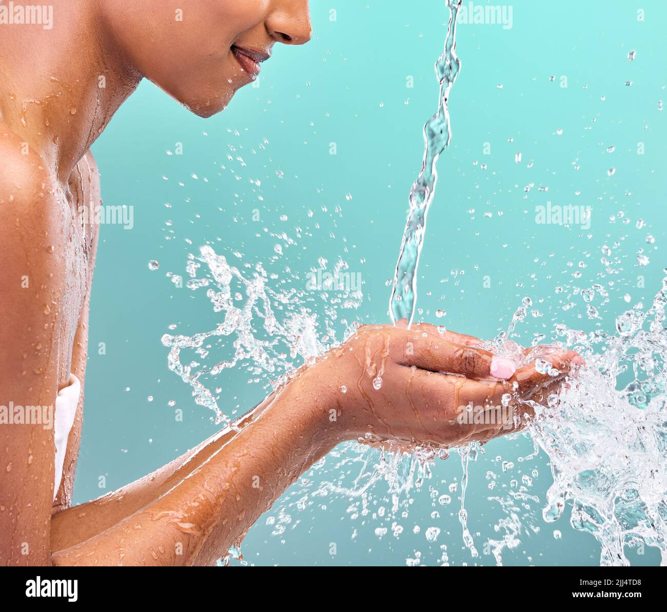 Good habits good health. an unrecognisable woman cupping her hands to ...