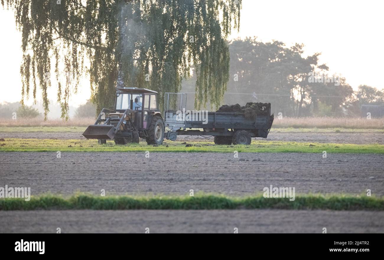 Serock, Poland - September 14, 2021: Distribution of manure ...