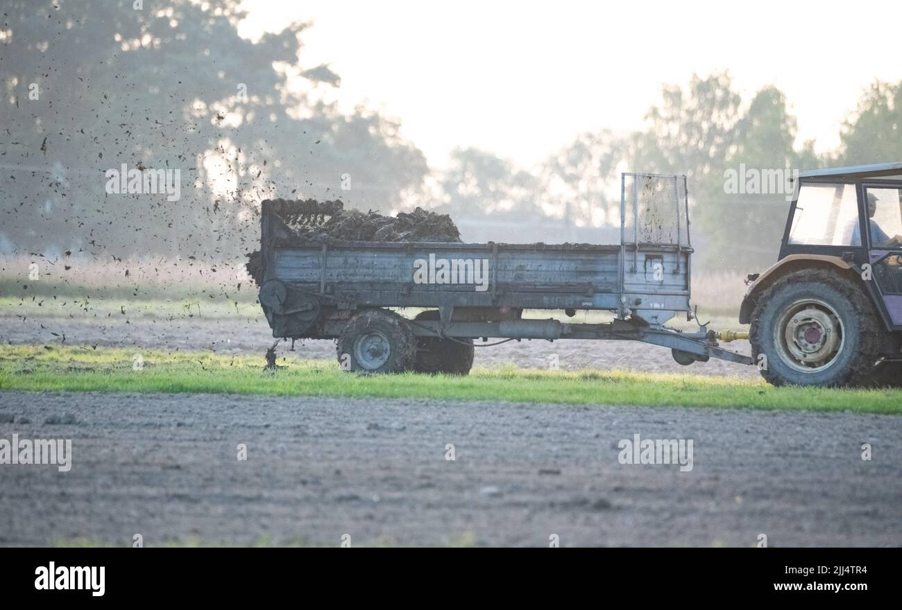 Serock, Poland - September 14, 2021: Distribution of manure ...