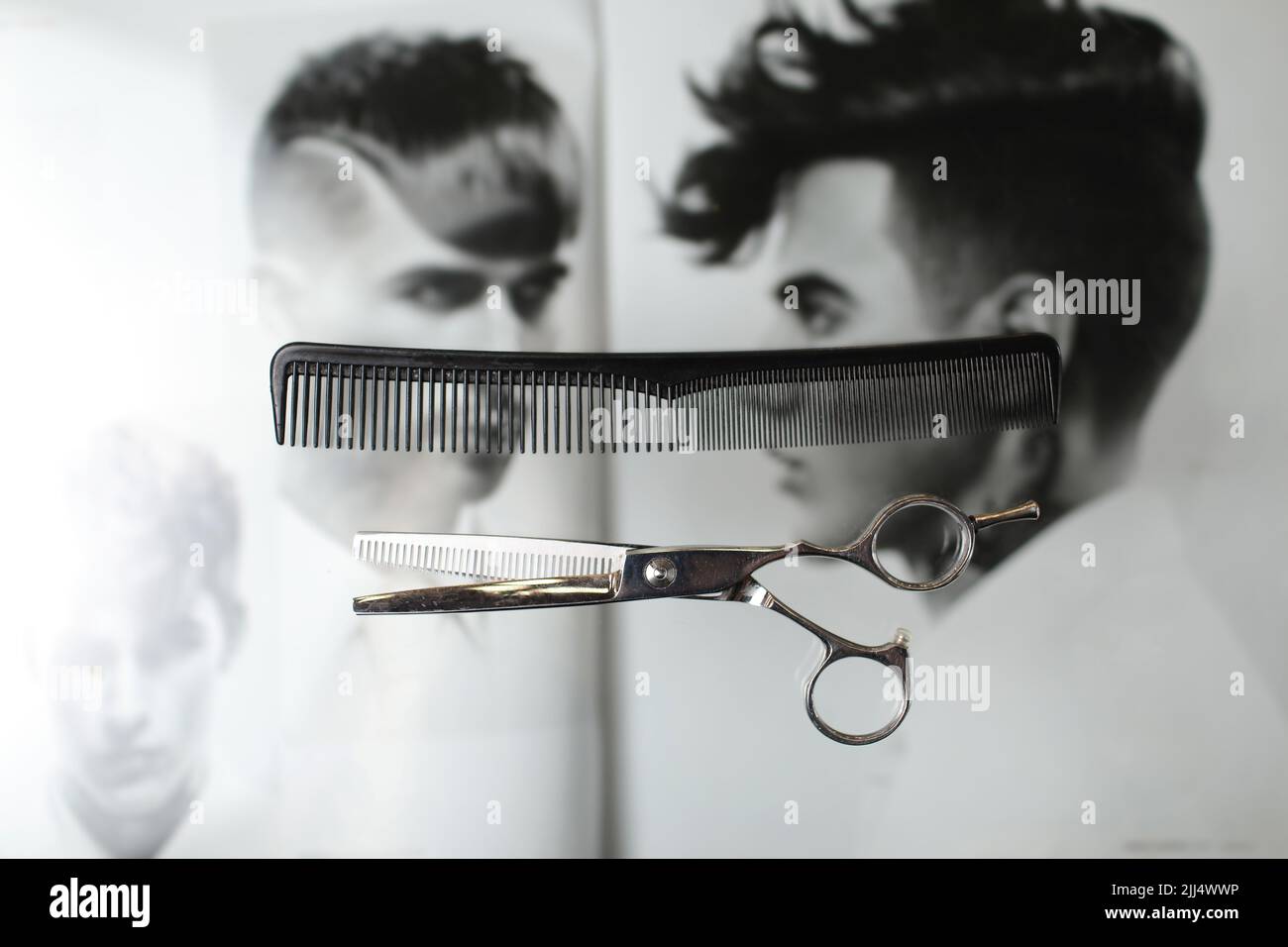 Barbershop professional equipment. Tools for haircut on background with ...