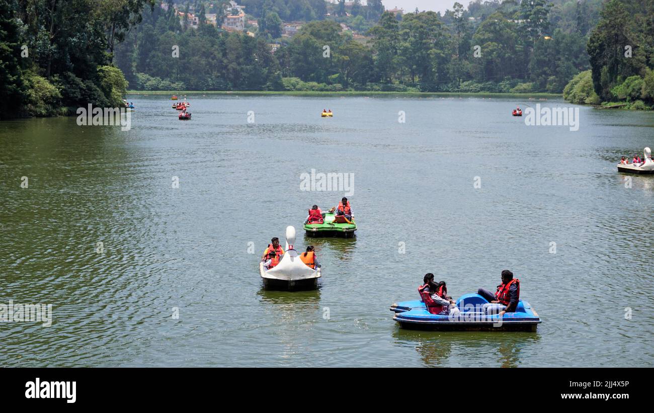 Ooty,Tamilnadu,India-April 30 2022: Boating in ooty lake. Artificial ...
