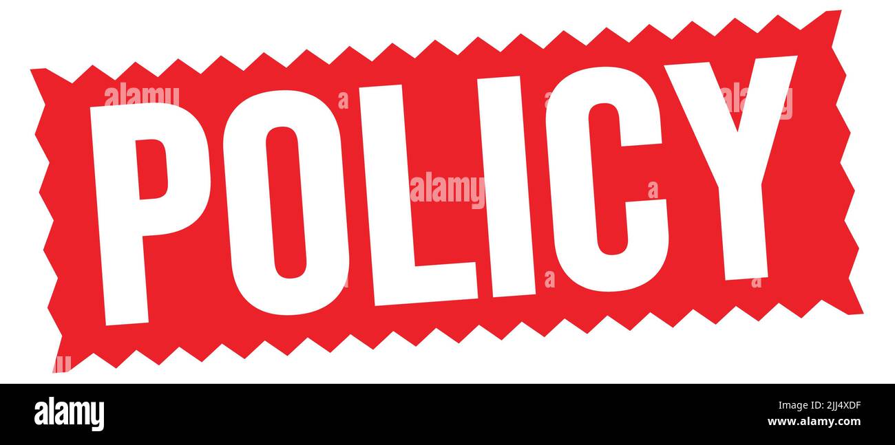 POLICY text written on red zig-zag stamp sign Stock Photo - Alamy