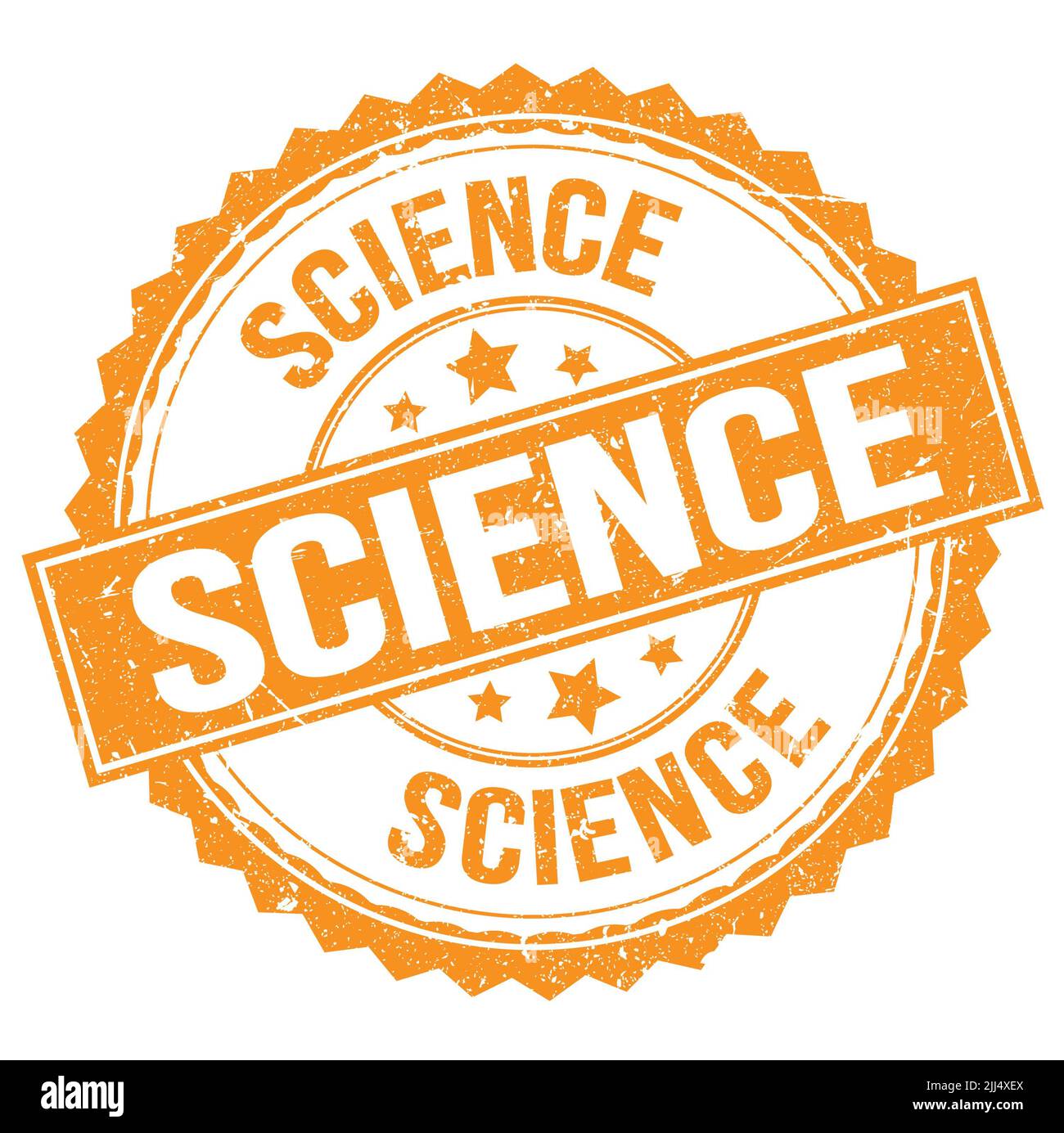 SCIENCE text written on orange round stamp sign Stock Photo - Alamy