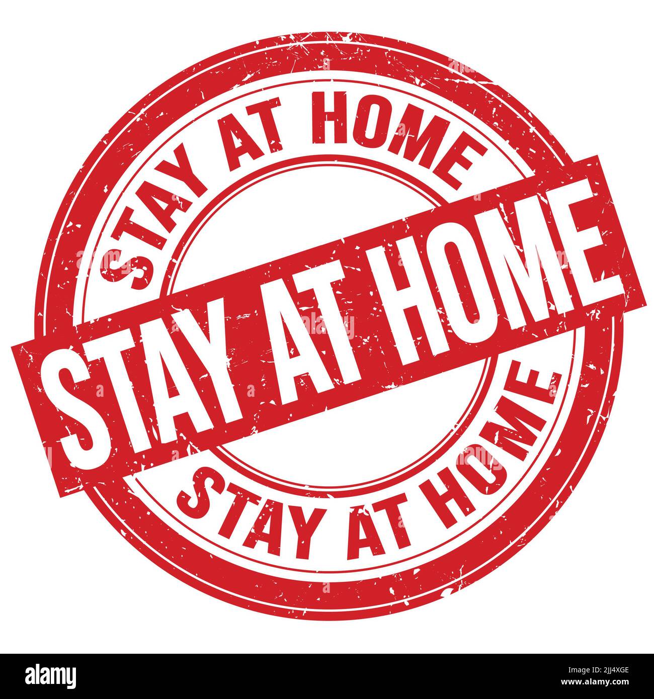 STAY AT HOME text written on red round grungy stamp sign Stock Photo ...