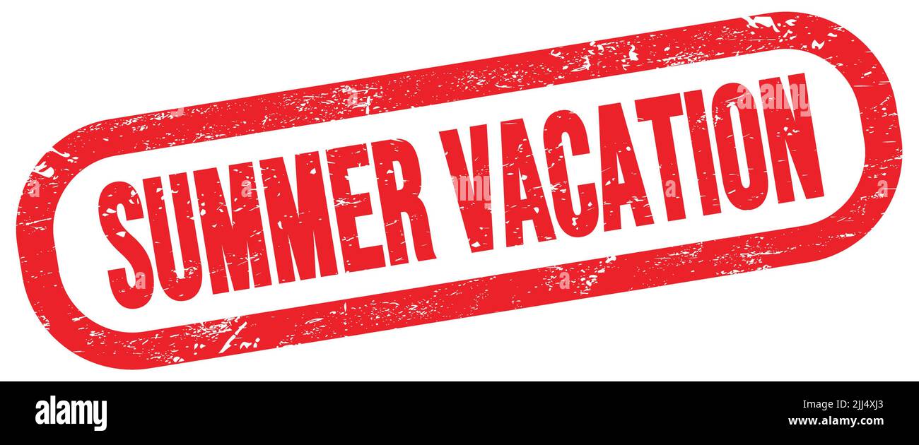 SUMMER VACATION, text on red rectangle stamp sign Stock Photo - Alamy
