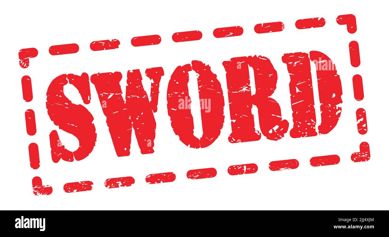 Sword icon on red Cut Out Stock Images & Pictures - Alamy