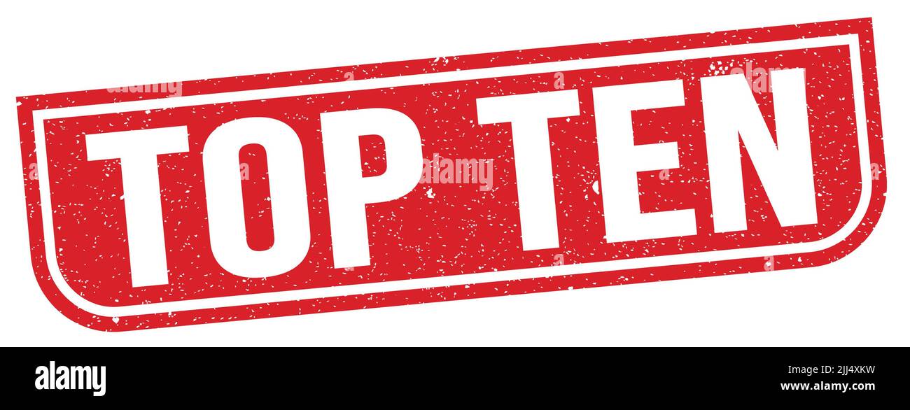 TOP TEN text written on red grungy stamp sign Stock Photo - Alamy