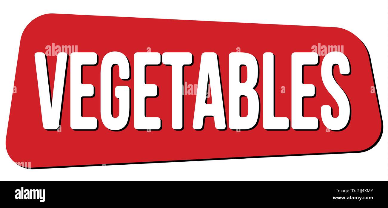 VEGETABLES text written on red trapeze stamp sign Stock Photo - Alamy