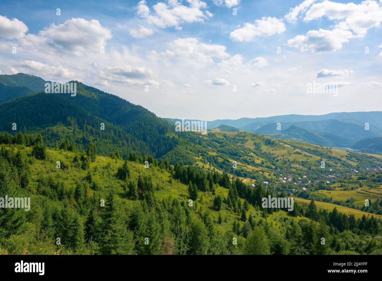 mountainous rural landscape in summertime. wonderful countryside scenery of carpathians ...