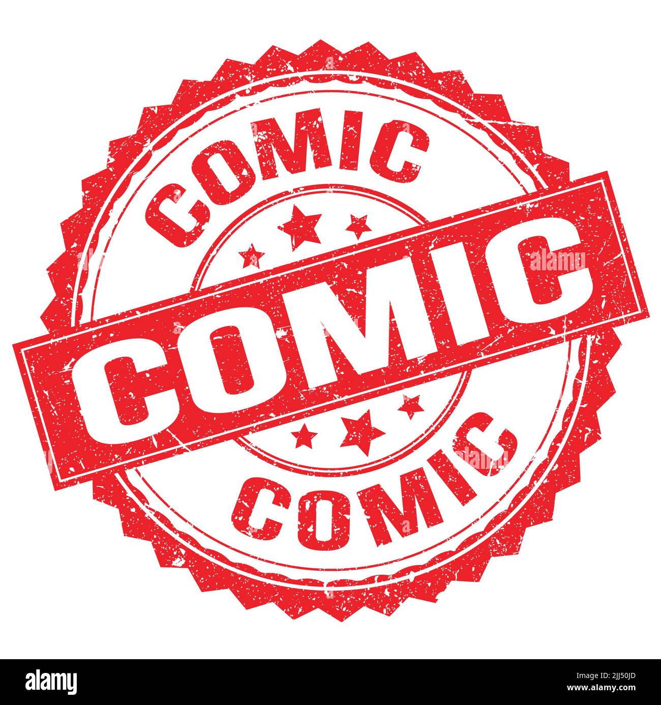 COMIC text written on red round stamp sign Stock Photo - Alamy