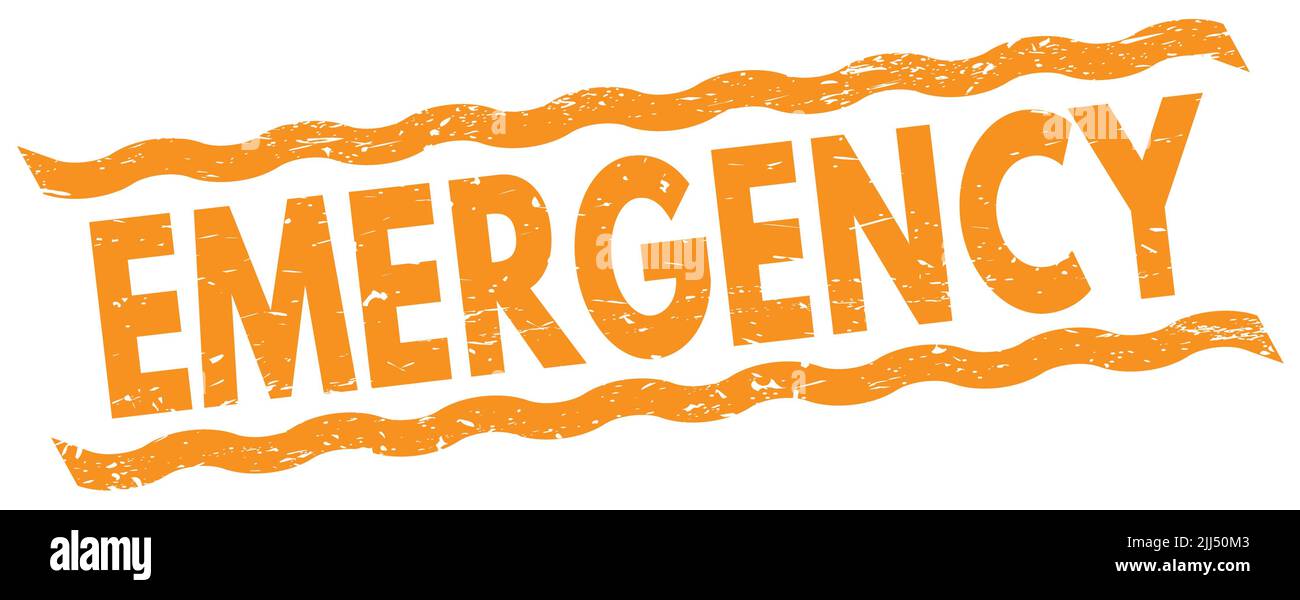 EMERGENCY text written on orange lines stamp sign Stock Photo - Alamy