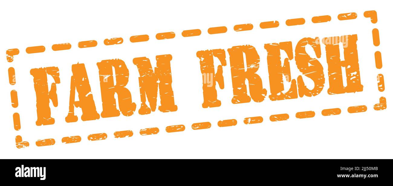 FARM FRESH text written on orange dash stamp sign Stock Photo - Alamy