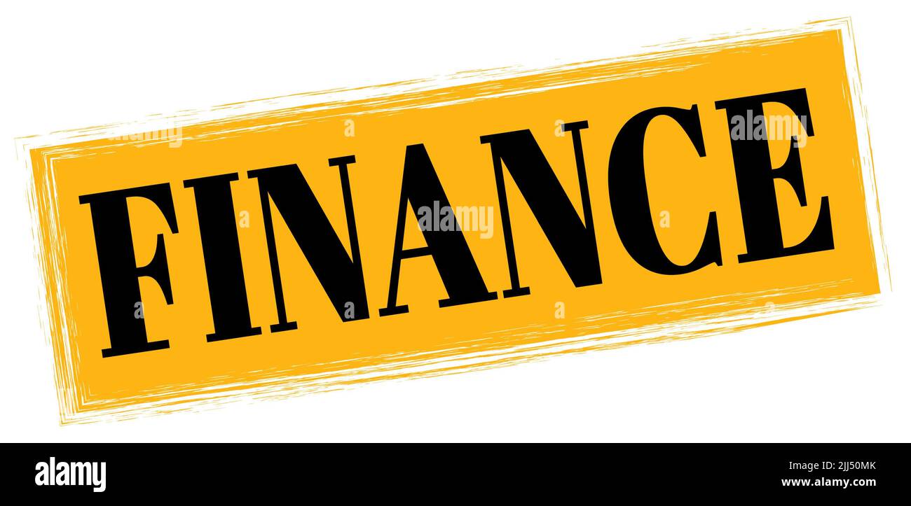 FINANCE text written on orange-black rectangle stamp sign Stock Photo ...