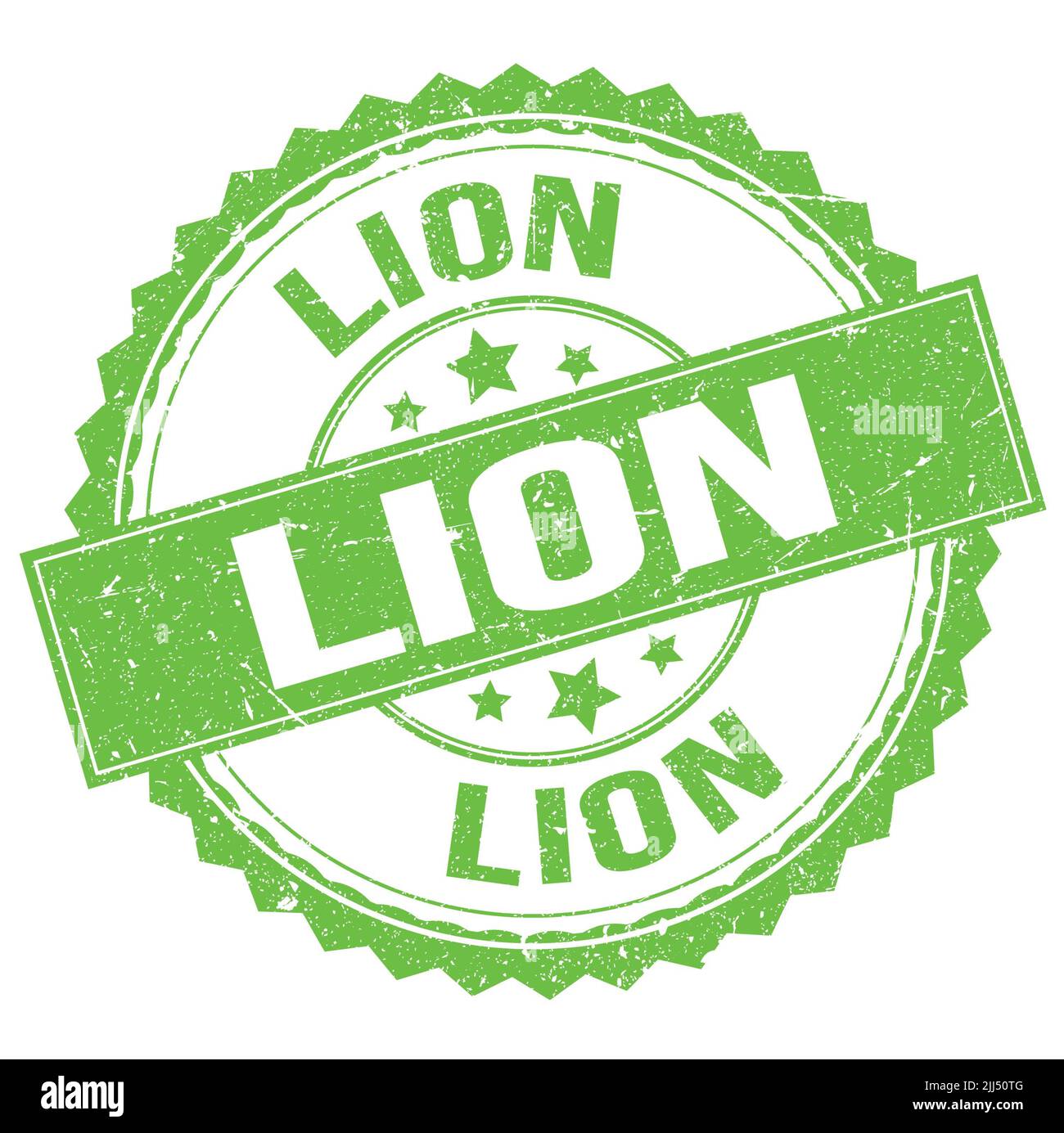 LION text written on green round stamp sign Stock Photo - Alamy