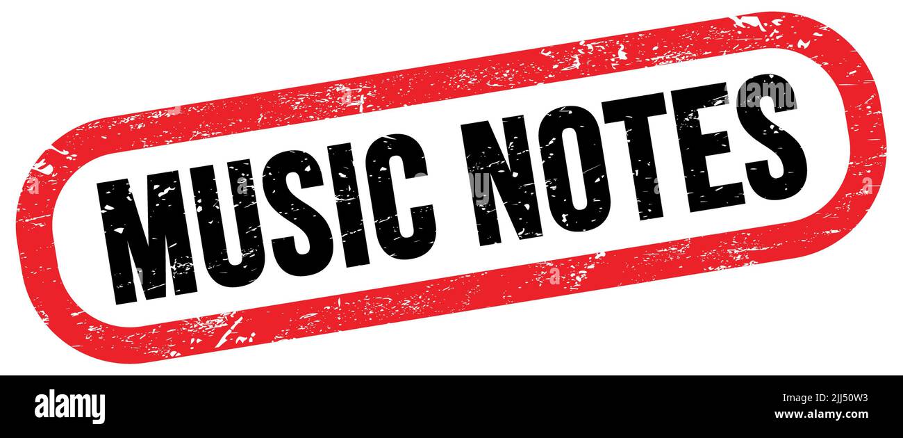 MUSIC NOTES, text on red-black rectangle stamp sign Stock Photo - Alamy