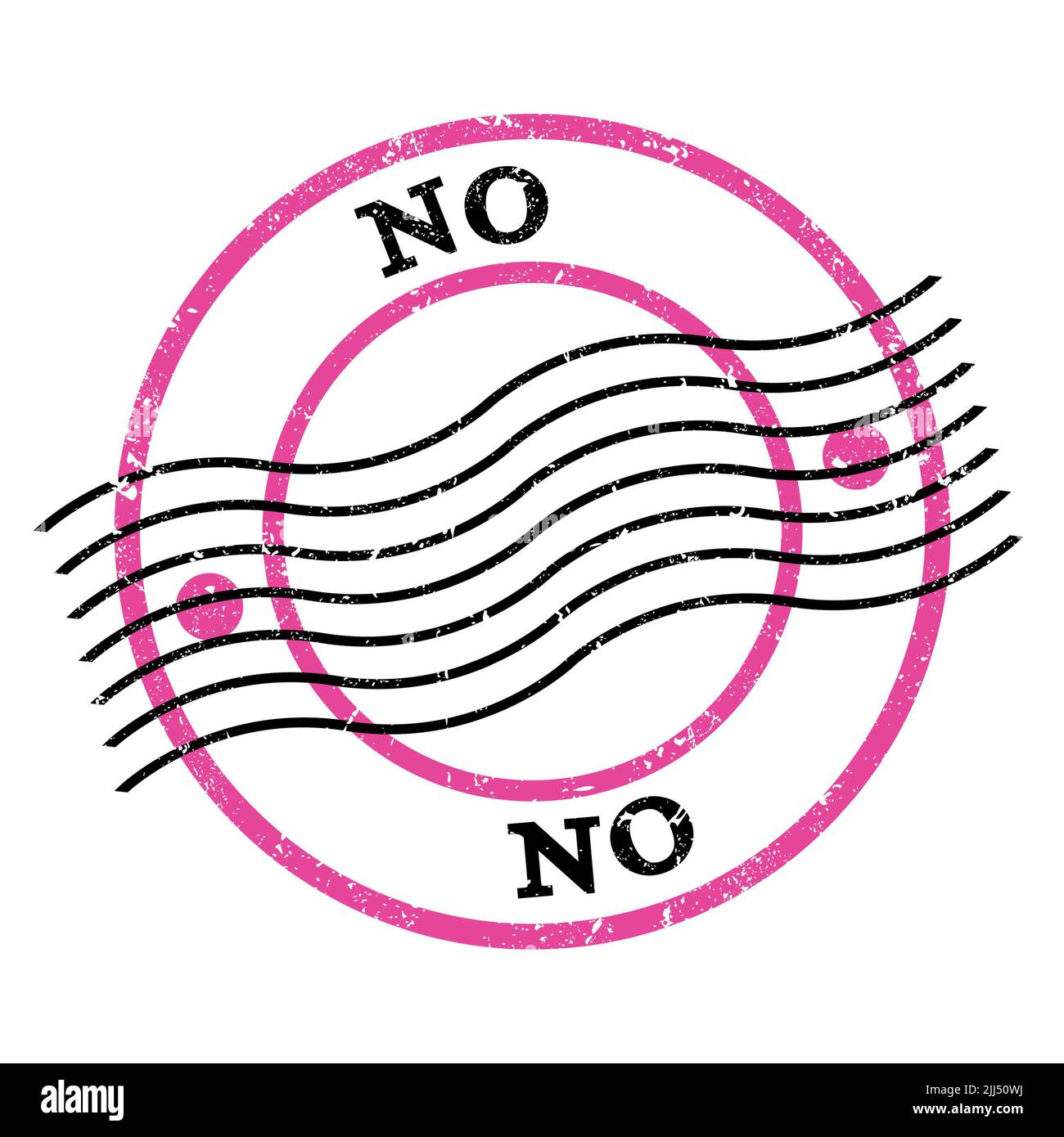 NO, text written on pink-black grungy postal stamp Stock Photo - Alamy
