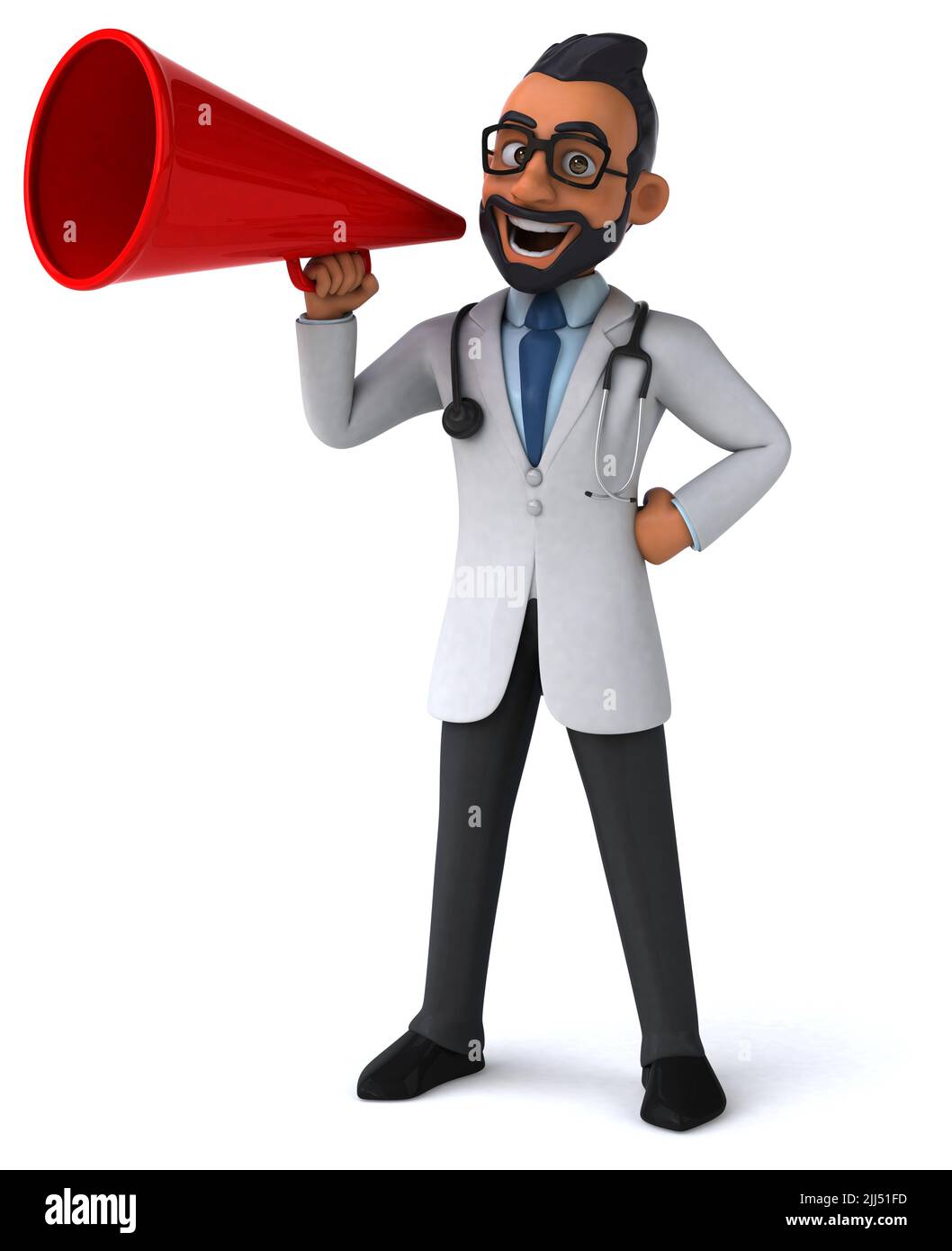 Fun 3D cartoon illustration of an indian doctor Stock Photo - Alamy
