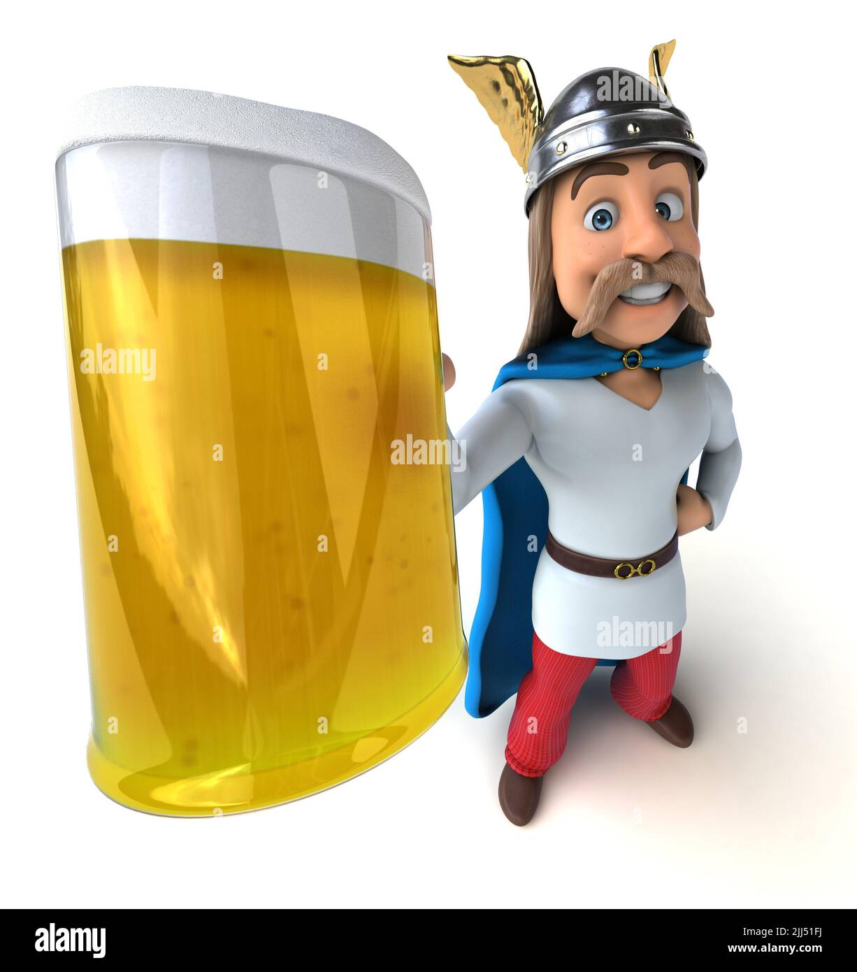 Fun 3D cartoon illustration of a gaul with a beer Stock Photo - Alamy