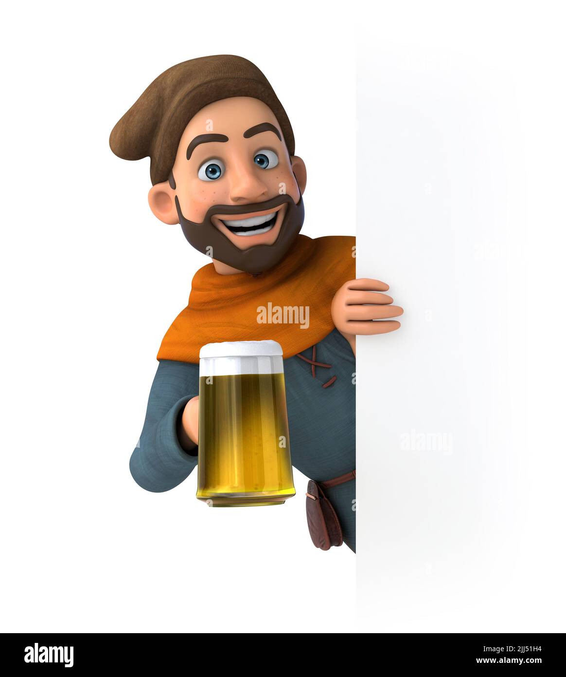 Fun 3D cartoon medieval man with a beer Stock Photo - Alamy