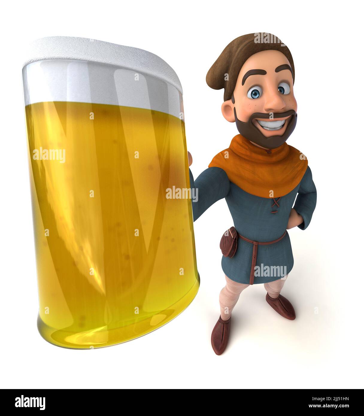 Fun 3D cartoon medieval man with a beer Stock Photo - Alamy