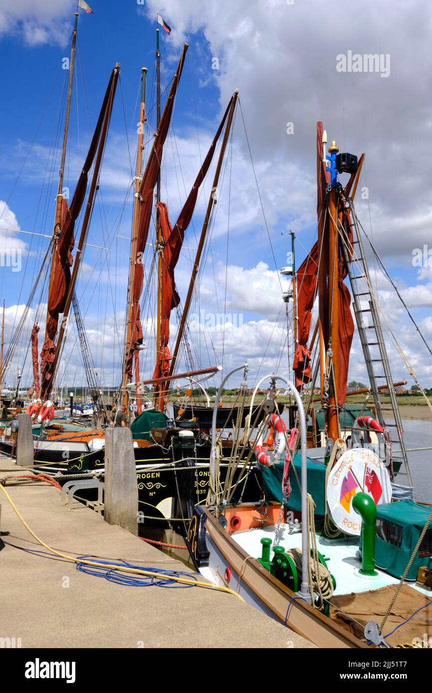 Views of Thames Barges moored at Hythe Quay Maldon Stock Photo - Alamy