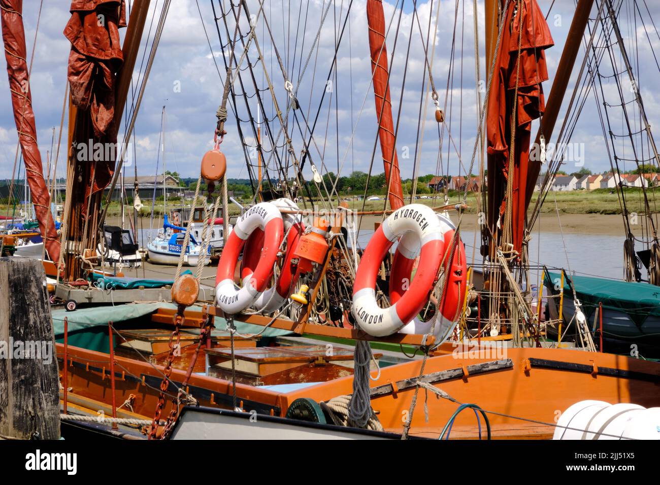 Views of Thames Barges moored at Hythe Quay Maldon Stock Photo - Alamy