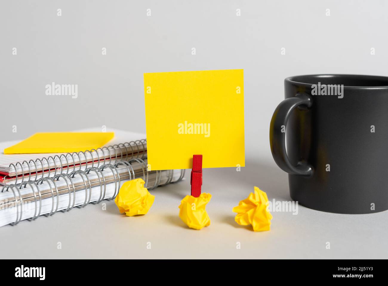 Cup, Notebooks, Sticky Note, Paper Wraps And Pinned Memo With Important ...