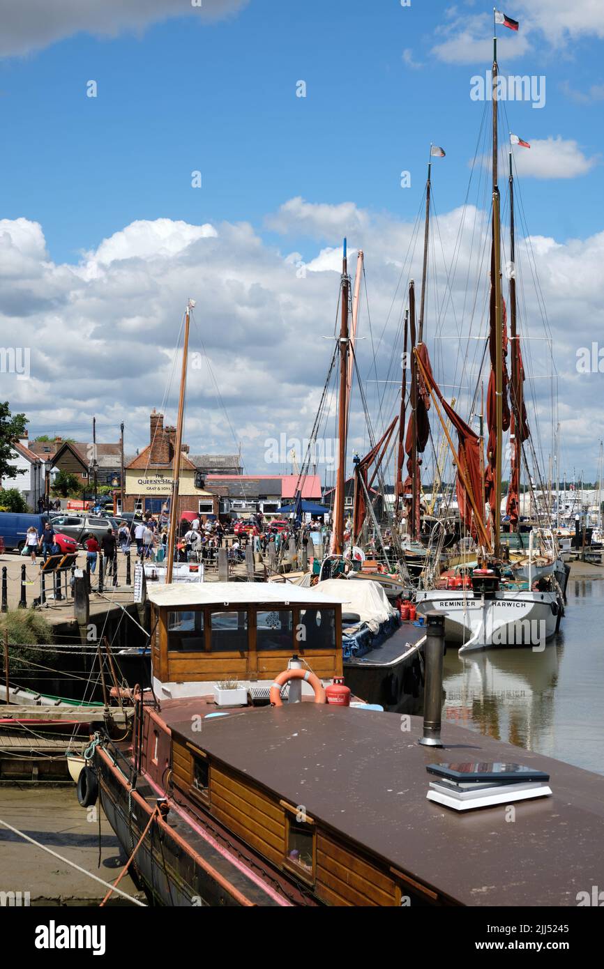 Views of Thames Barges moored at Hythe Quay Maldon Stock Photo - Alamy