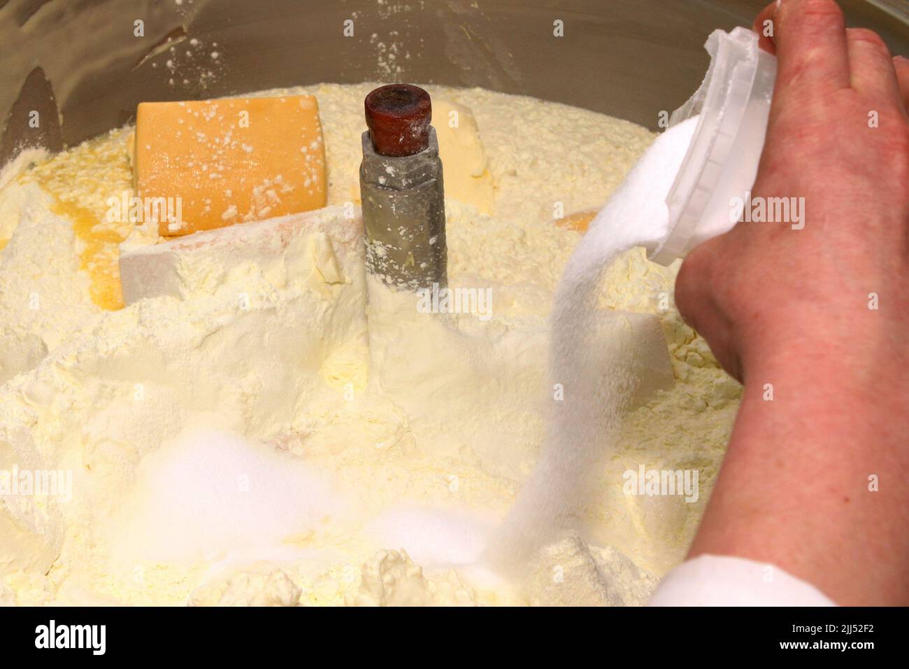 Mixing mass for the production of processed cheese. Cheese production ...