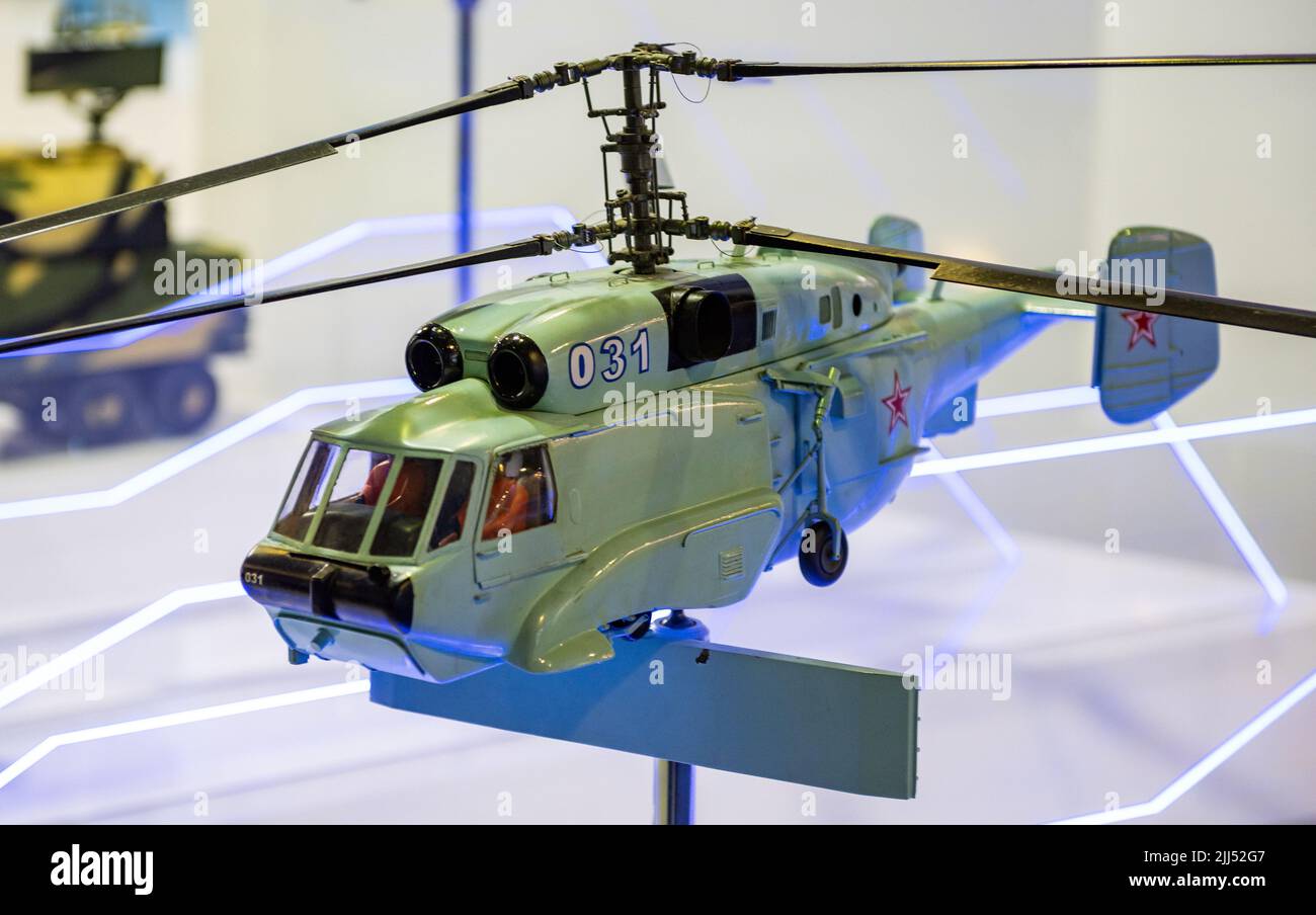 August 30, 2019, Moscow region, Russia. Model of the Russian helicopter ...