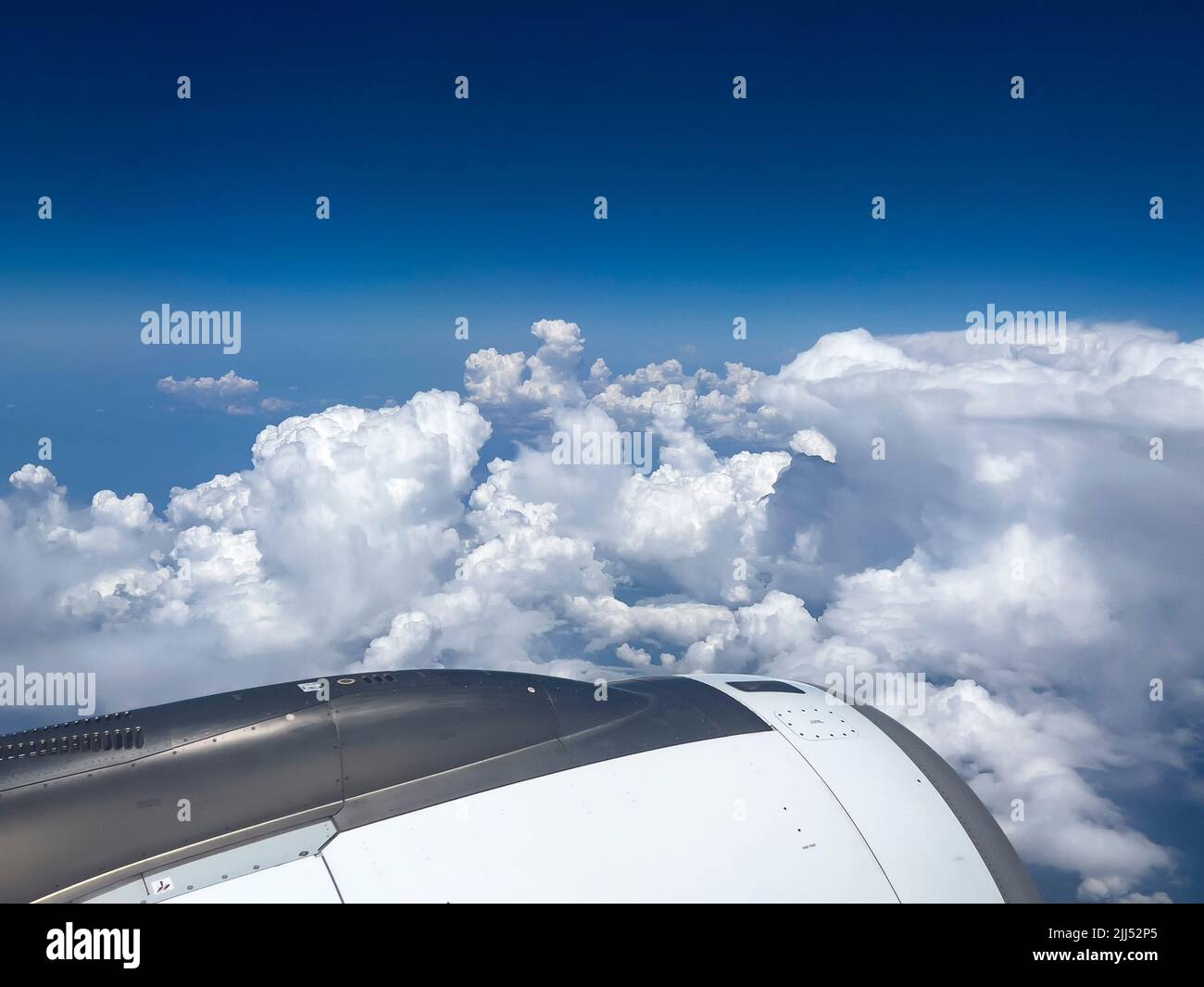 Air travel concept. Beautiful scenery from the air through aircraft ...
