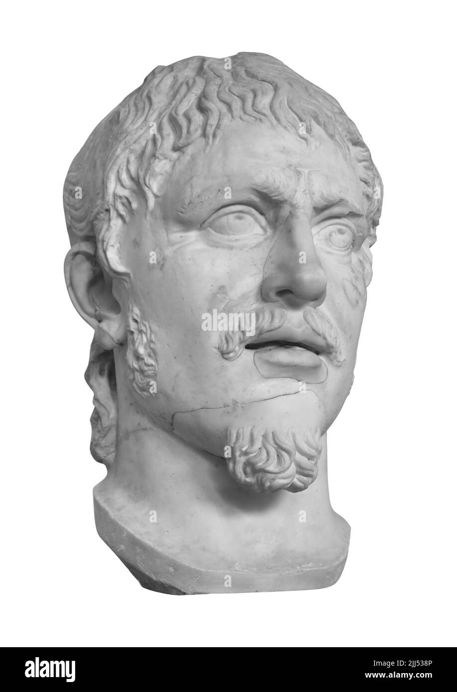 Head of the ancient man with beard sculpture. Antique barbarian face ...