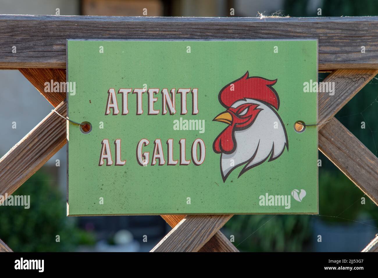 a funny sign: "beware of the Rooster", SO, Valtellina, Italy, Europe ...