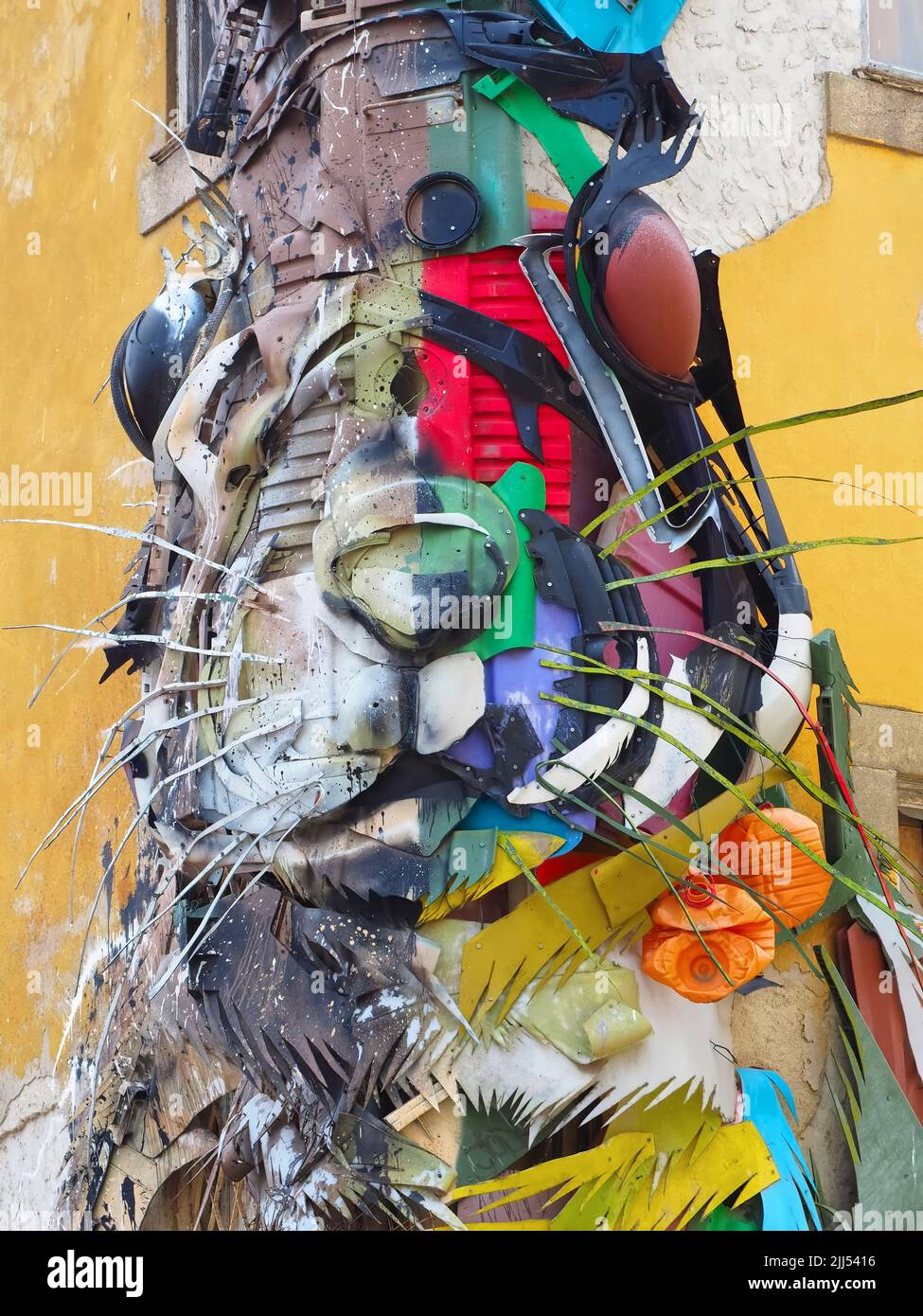 Half rabbit sculpture by Bordalo II in Gaia near Porto, Portugal Stock ...