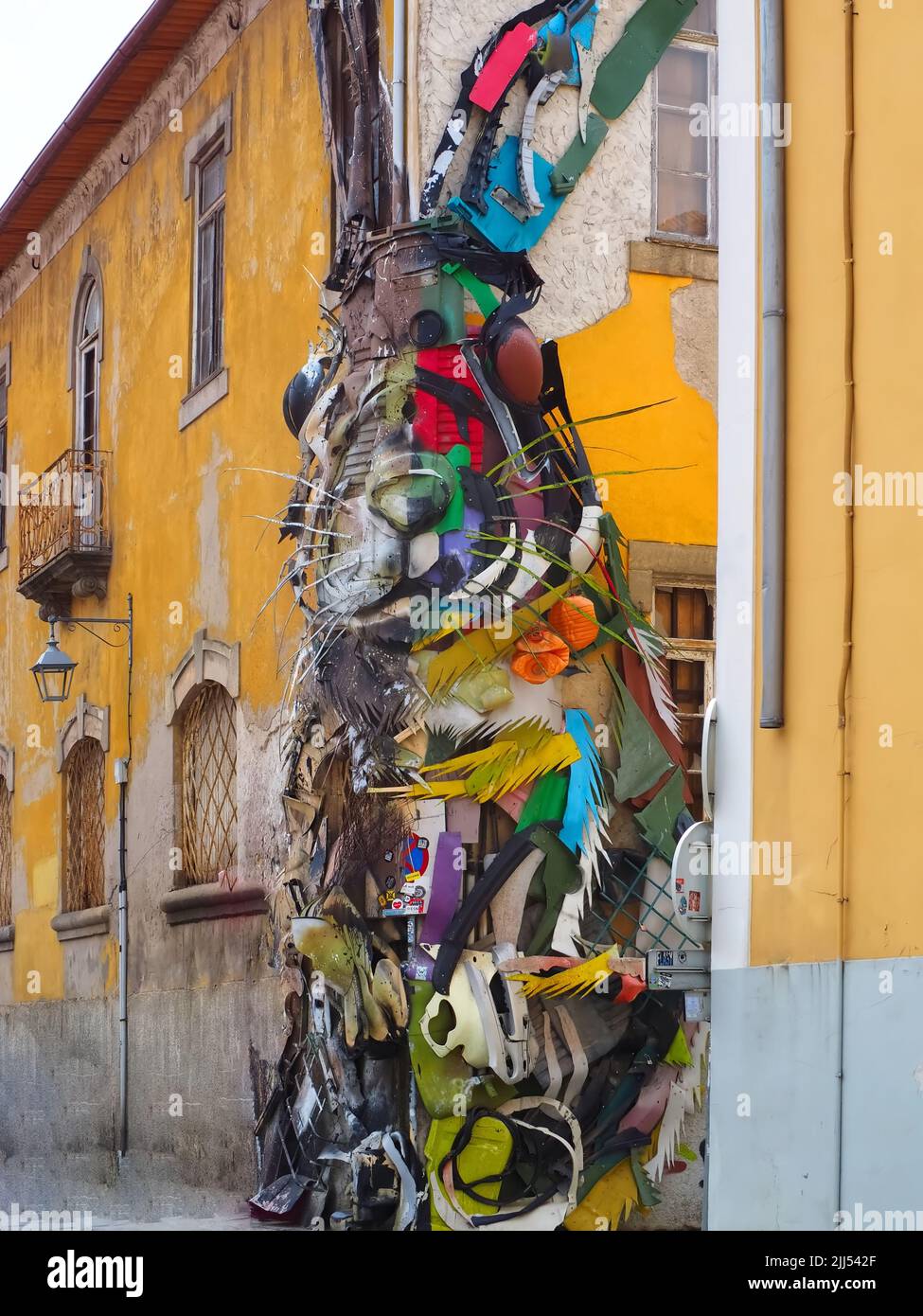 Half rabbit sculpture by Bordalo II in Gaia near Porto, Portugal Stock ...