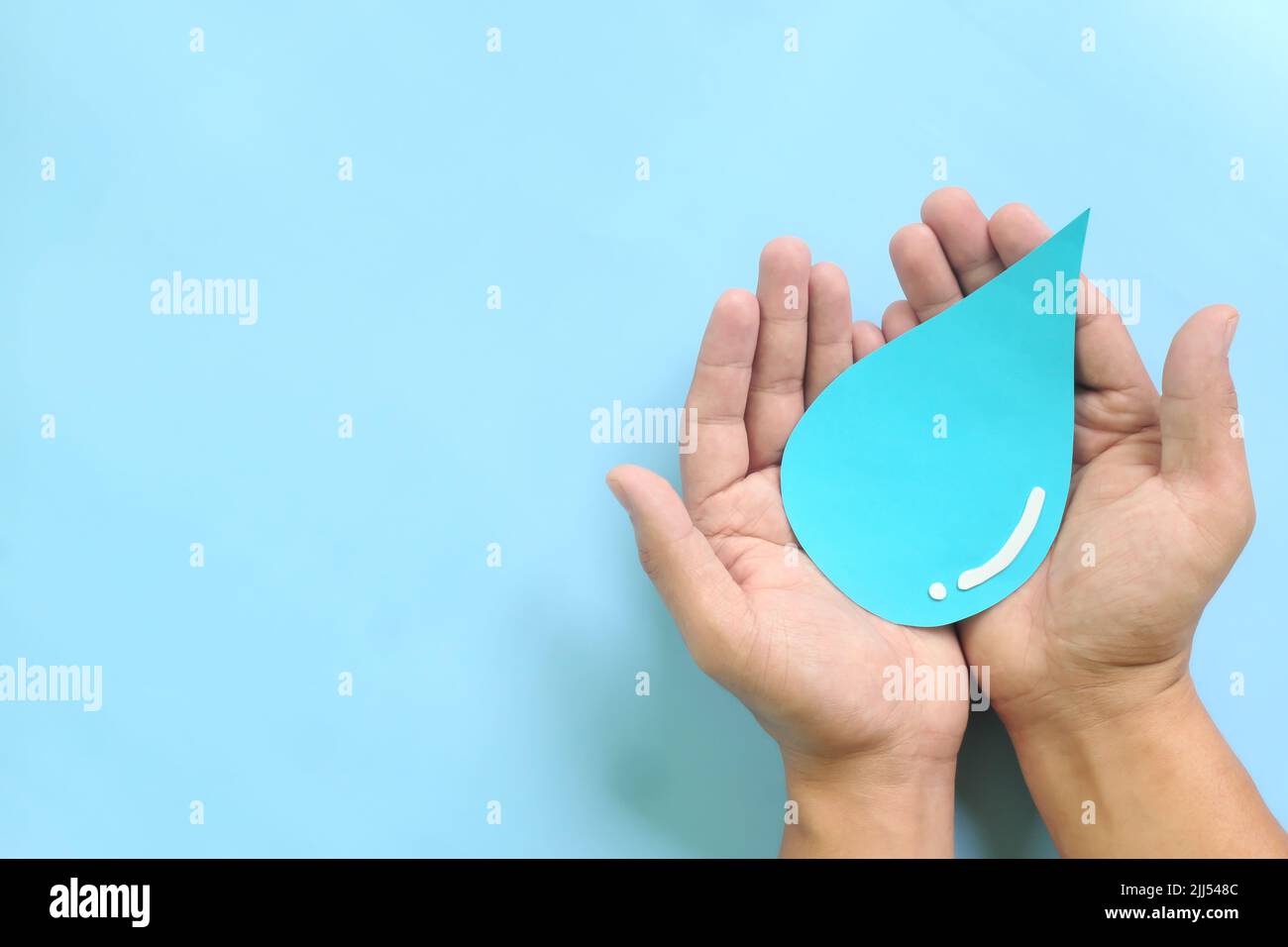 Water conservation and access to safe drinking water concept. Top view ...